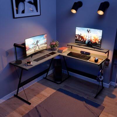 Abeyta Reversible L-Shape Gaming Desk The Twillery Co. Color: Gray ...