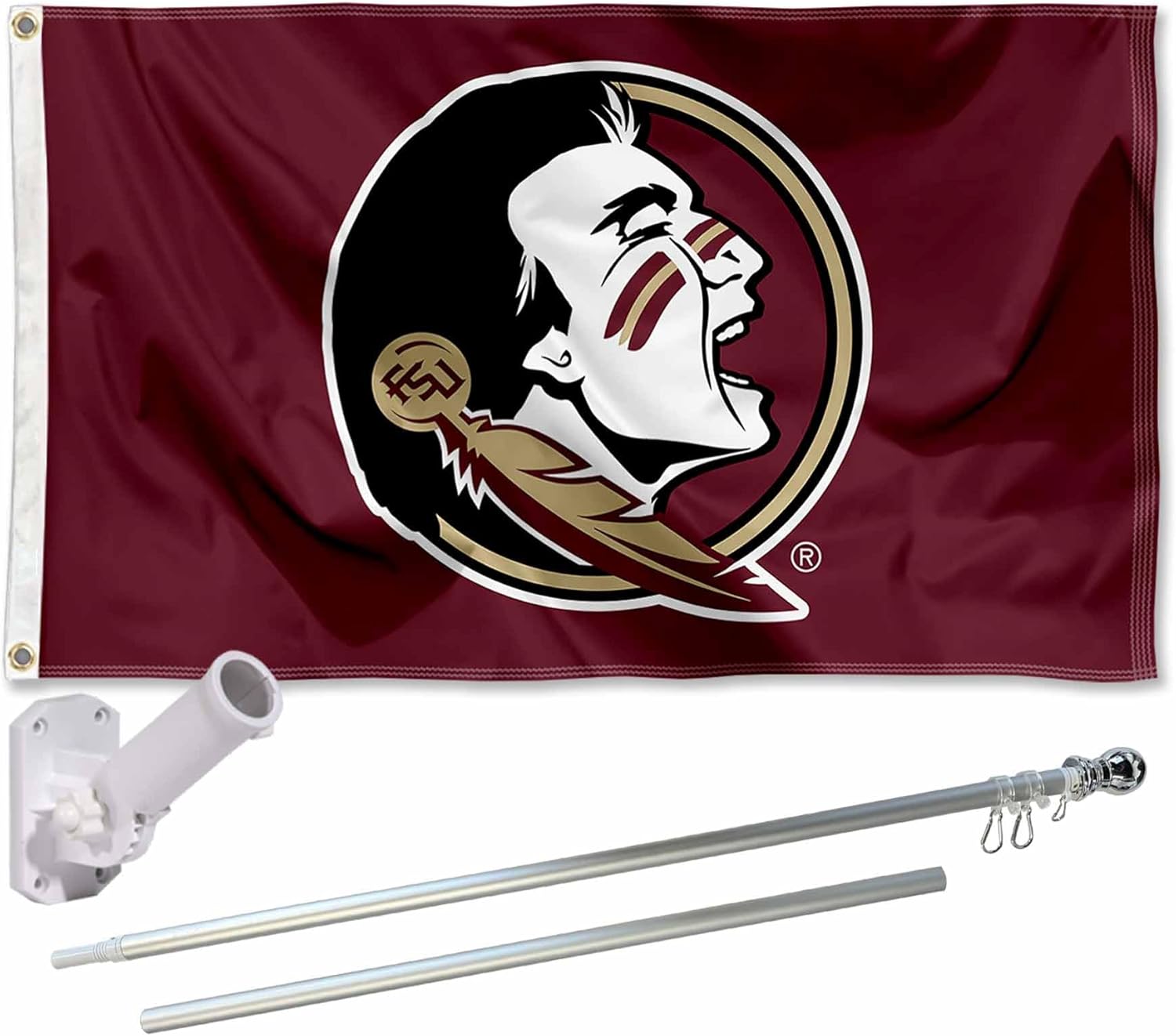 Florida State FSU Noles New Logo Flag with Pole and Bracket Kit - MBweather