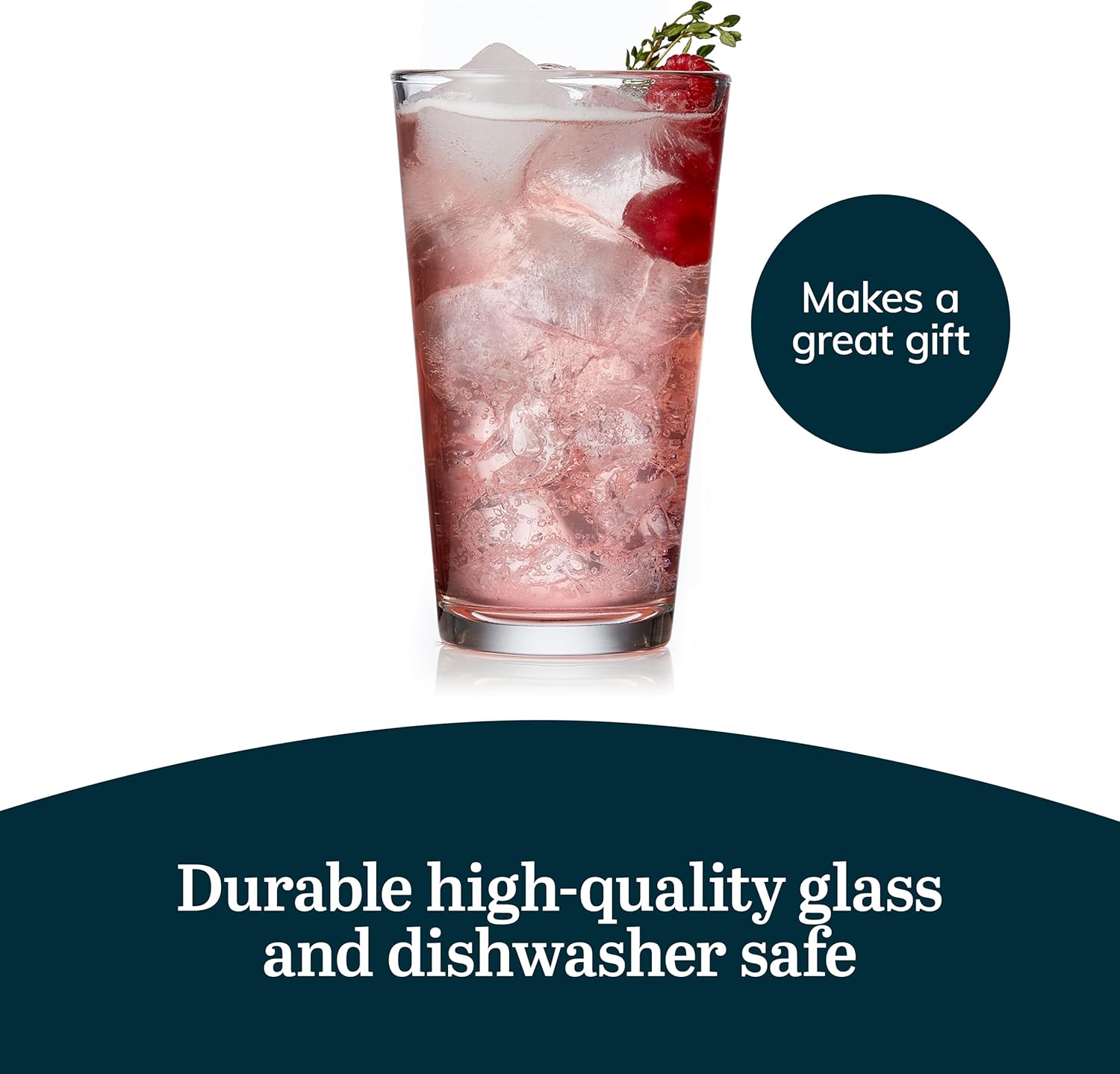 Bar Essentials Tumbler Glasses Set of 6 Modern Style 16 Oz Glass Set ...